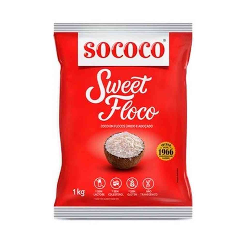 SLM Casa do confeiteiro. Coco Flocos Sweet Úmido e Adoçado 1 Kg - SOCOCO